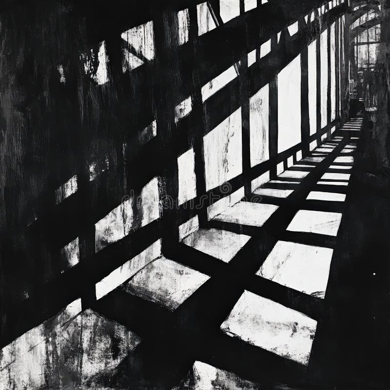 High-contrast Abstract Black-and-white Corridor Shadows Stock Photo ...