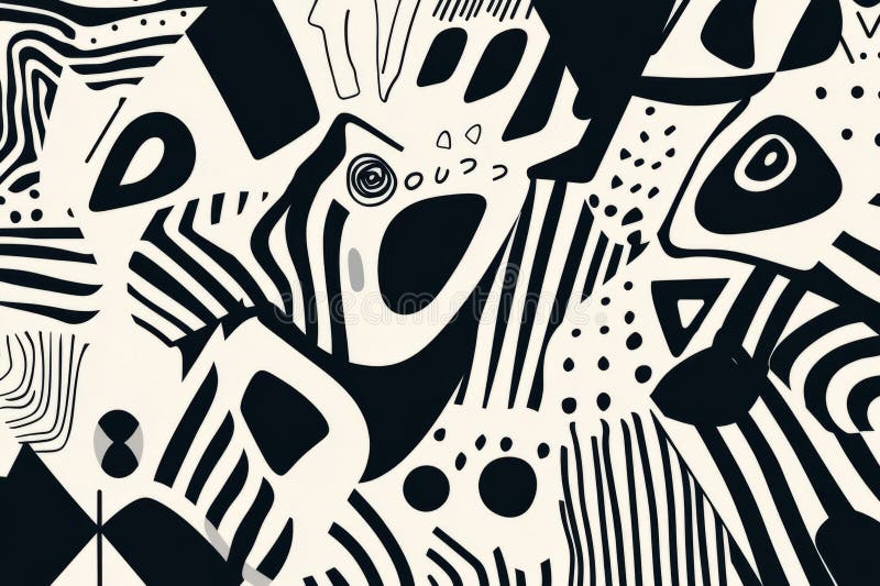 High-contrast Black and White Abstract Background with Bold Geometric ...