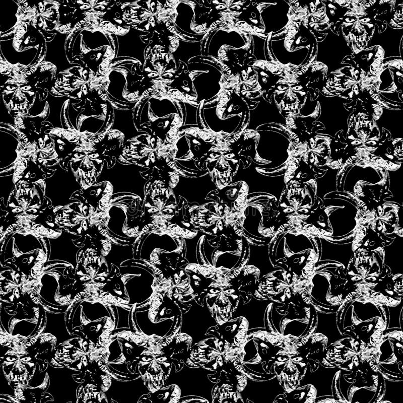 Demon Mask Motif Black and White Pattern Stock Illustration ...