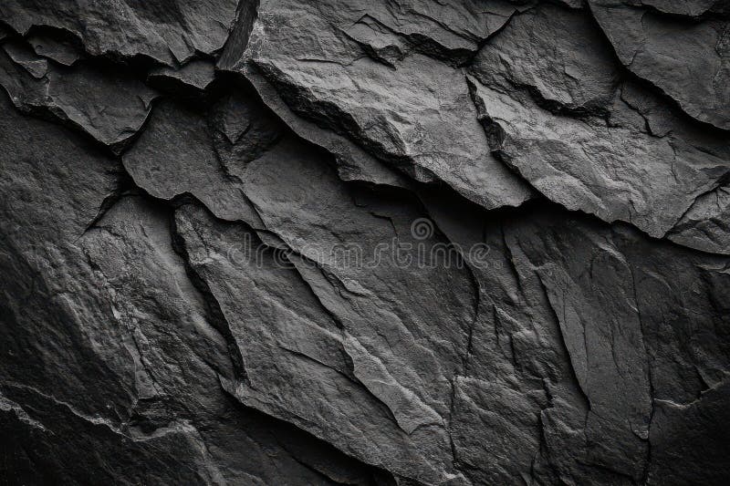 High-Contrast Black and White Image of Rugged Rocky Surface with Deep ...