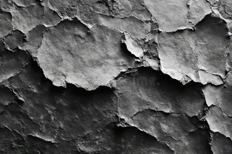 High-Contrast Black and White Image of Rugged Rocky Surface with Deep ...