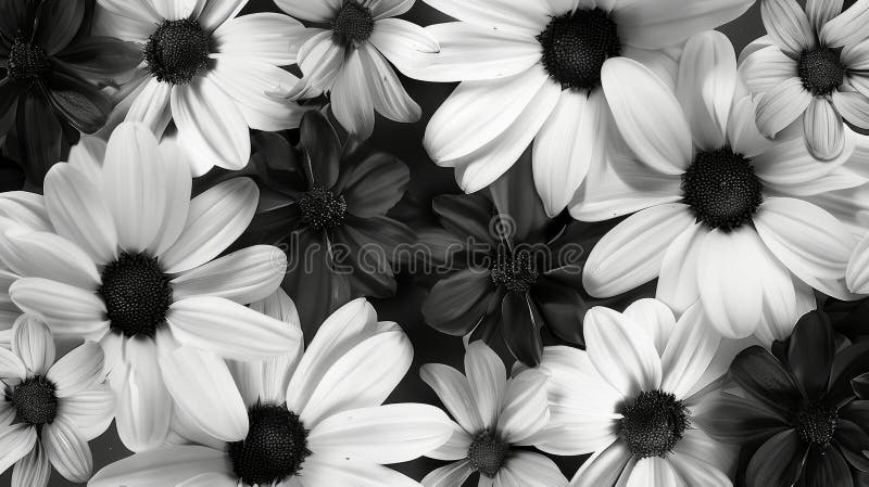 High Contrast Black and White Pop Art Mockup of Flowers with Striking ...