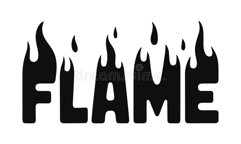 Flaming Word Art – Bold Black & White Fire-Inspired Typography Stock ...