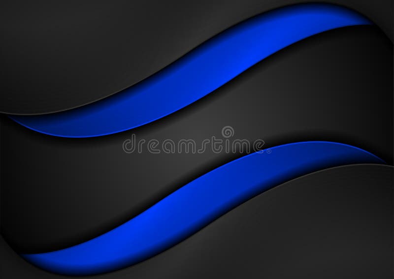 High Contrast Blue and Black Abstract Tech Corporate Wavy Background ...