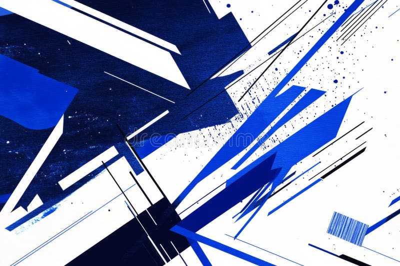A High-contrast Blue and White Abstract Background with Sharp Geometric ...