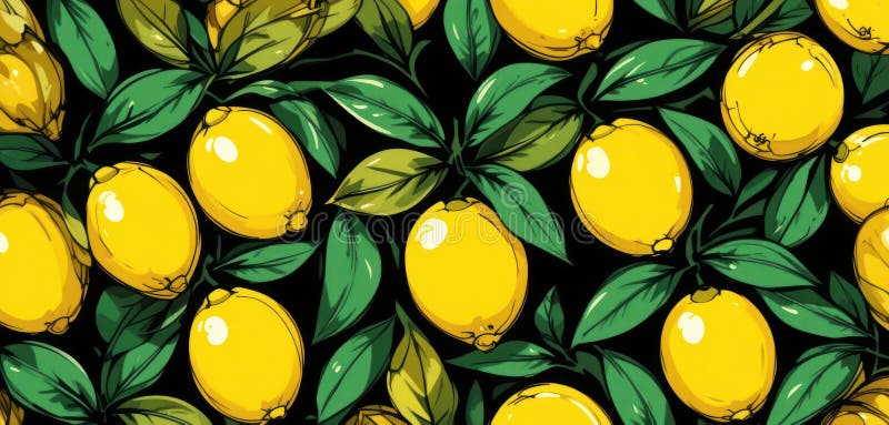 High Contrast, Bold Pop Art Interpretation of a Lemon and Leaf ...