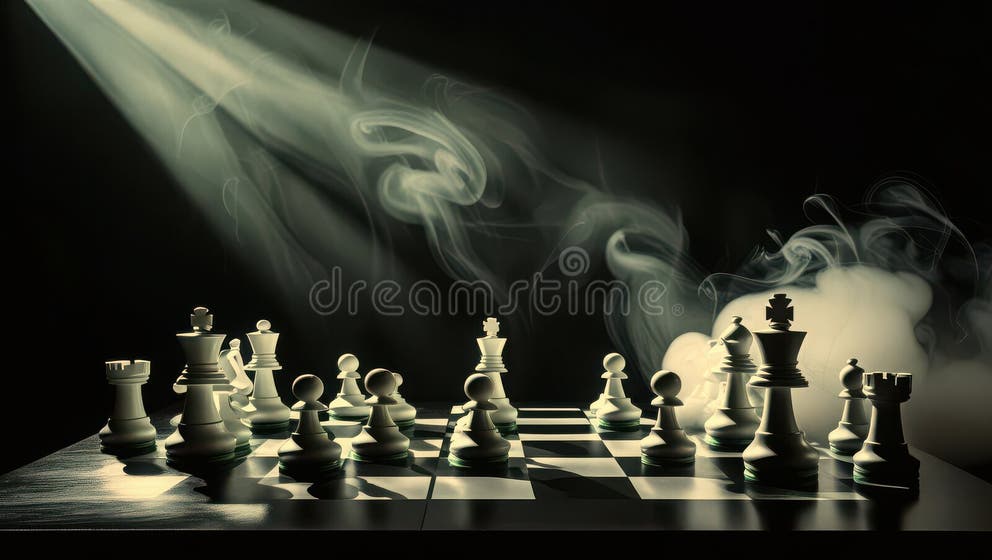 High Contrast Chess Composition with Long Shadows Stock Illustration ...