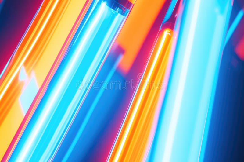 High-contrast Close-up of Colorful Neon Tubes with Intricate Patterns ...