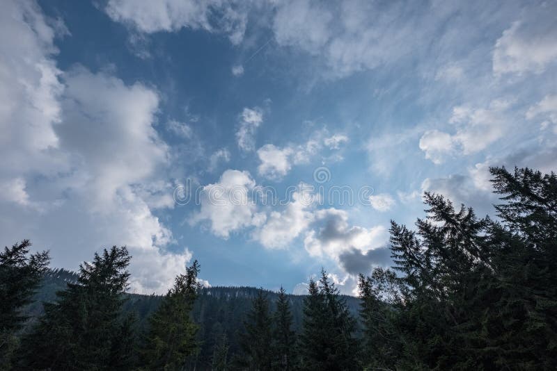 High Contrast Clouds on Blue Sky Over Natural Landscape Stock Image ...