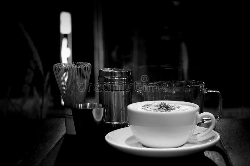 High Contrast Coffee Cup and Measuring Cup and Coffee Set Stock Image ...