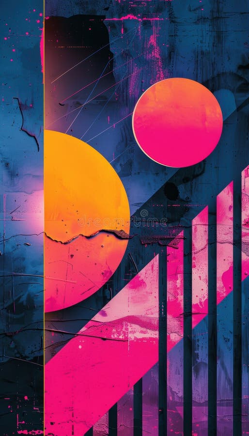 Vibrant Abstract Design with Geometric Shapes and Neon Lighting for ...