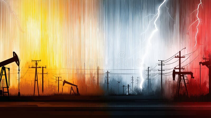 High-contrast Depiction of Oil and Electric Energy Concepts with ...