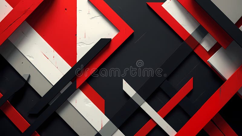 High-Contrast Design with Black, White, and Red Shapes Stock Photo ...