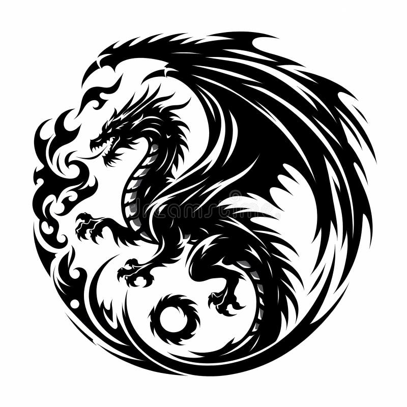 High-contrast Dragon in Motion, Featuring Detailed Scales and Dynamic ...