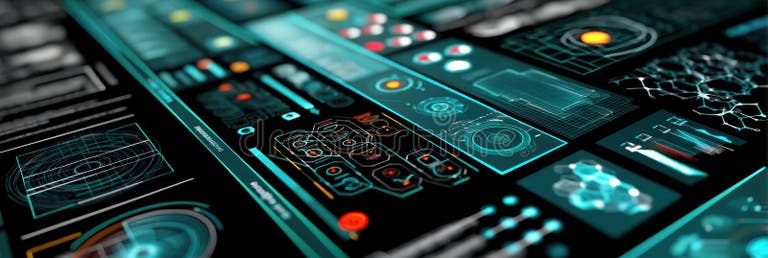 High Contrast Hologram User Interface Displaying Detailed Data Visuals ...