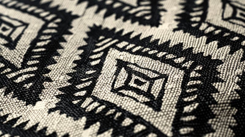 High-contrast Image of a Small Section of a Rug with Simple, Geometric ...