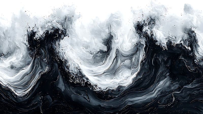 High Contrast Ink Waves with Crisp Fluid Motions Create Dynamic Visual ...