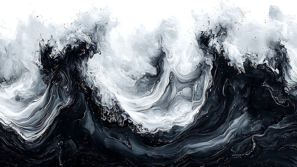 High Contrast Ink Waves with Crisp Fluid Motions Create Dynamic Visual ...