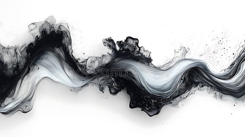 High Contrast Ink Waves with Fluid Motions Create Dynamic Visual Effect ...