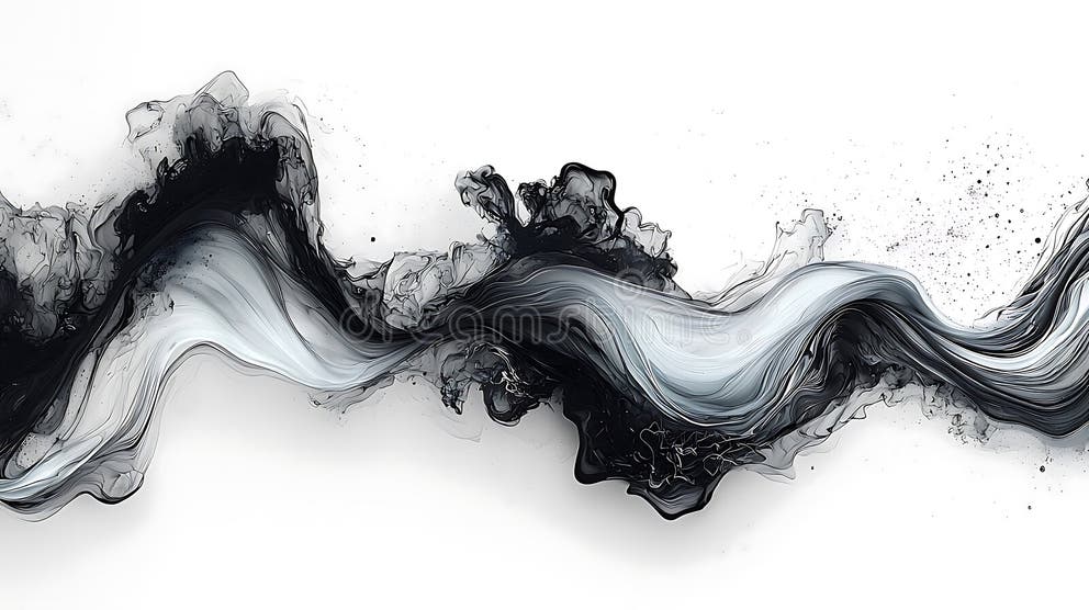 High Contrast Ink Waves with Fluid Motions Create Dynamic Visual Effect ...