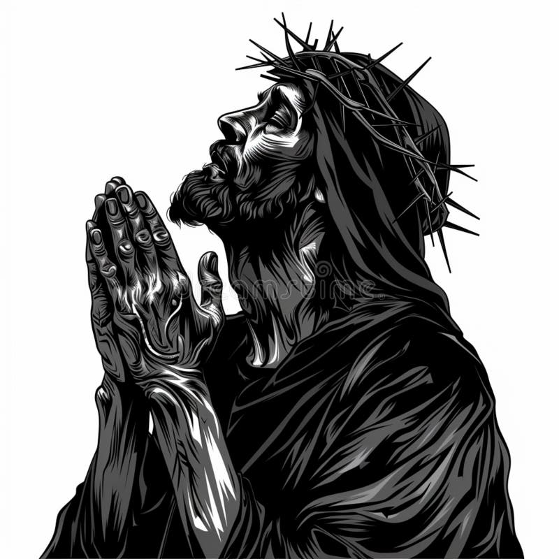 High Contrast Jesus Praying Stock Vector - Illustration of contrast ...