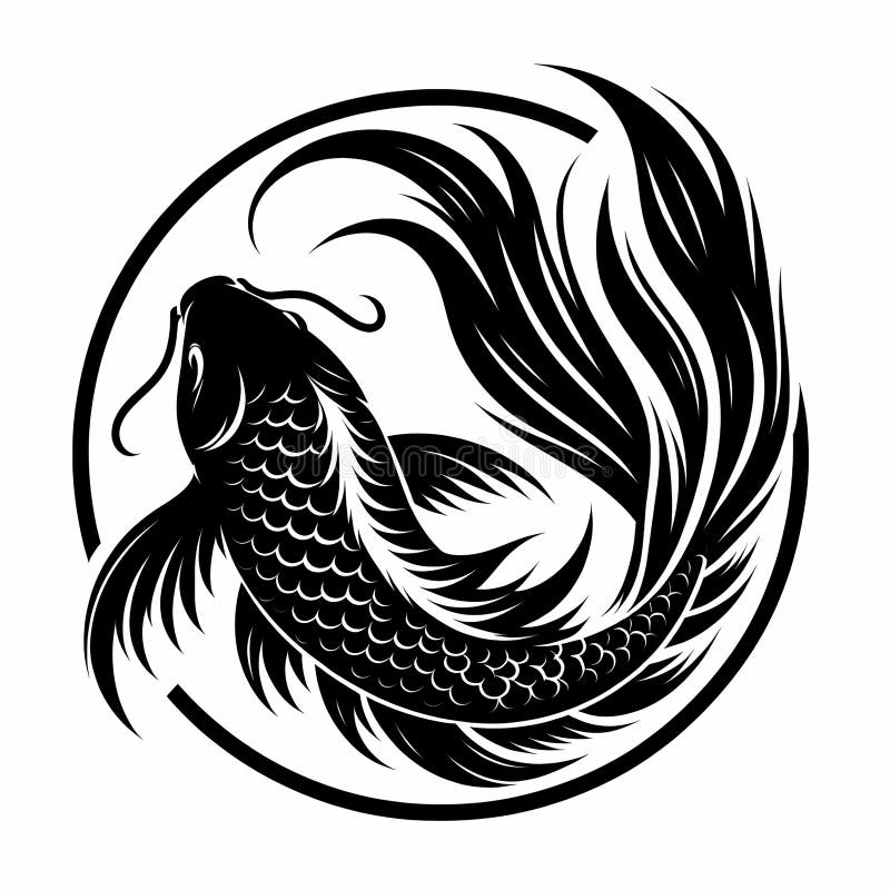 High-contrast Koi Fish Artwork Emphasizing Grace and Fluidity in Clean ...