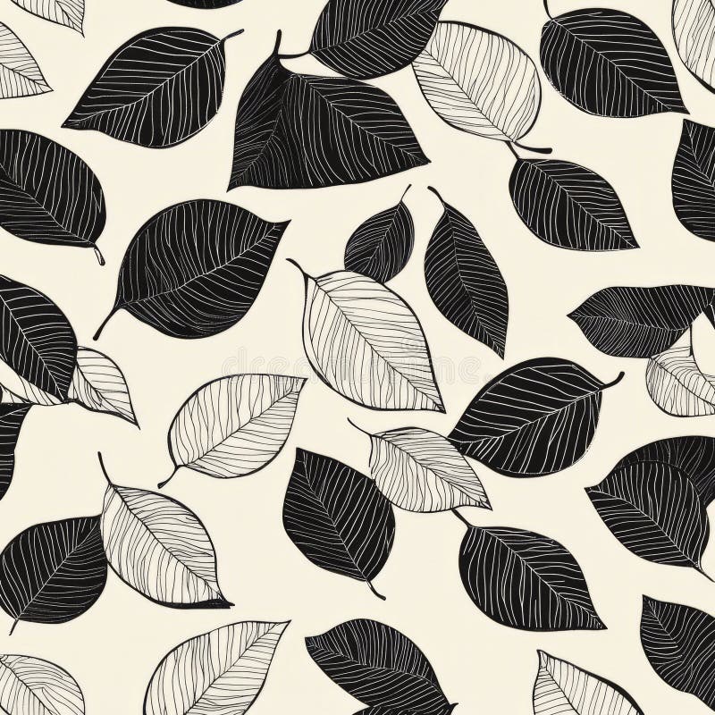 A High-contrast Leaf Illustration with Bold, Geometric Outlines and ...
