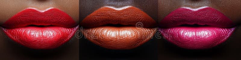 High Contrast Lips in Metallic and Glossy Shades Stock Illustration ...
