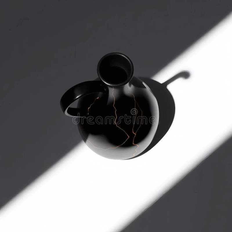 A High Contrast, Low Key Lighting Image of a Kintsugi-styled Jug in a ...