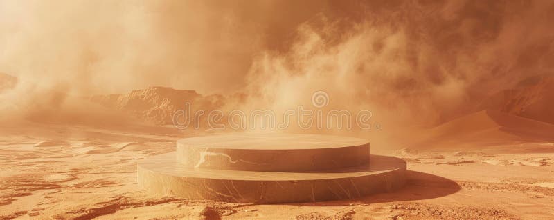 High Contrast Mockup of Central Podium in a Desert-like Landscape with ...