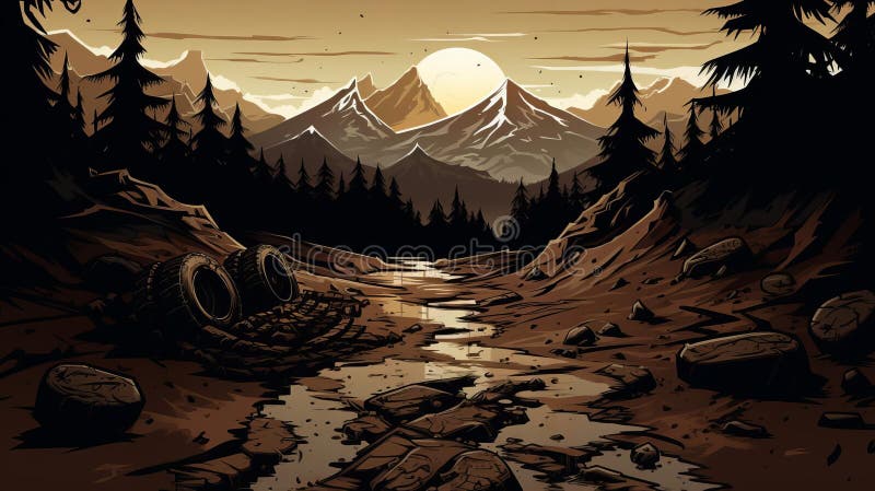 High Contrast Mountain Landscape with Forest Reflections Overhead Stock ...