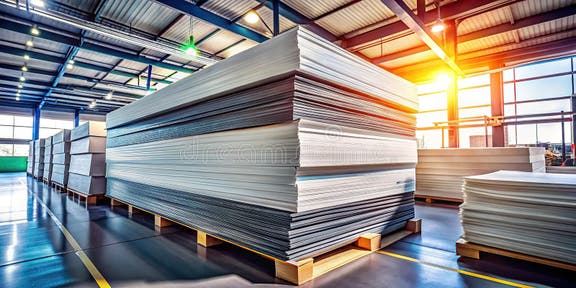 High Contrast Offset Printing Paper Stack in Industrial Setting a Macro ...