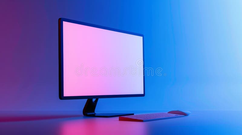 High-contrast Pop Art Computer Mockup with Keyboard and Mouse in ...