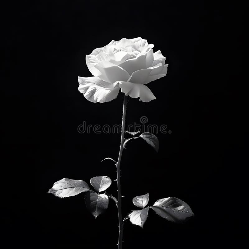 High Contrast Single Light Source White Rose Stock Illustration ...