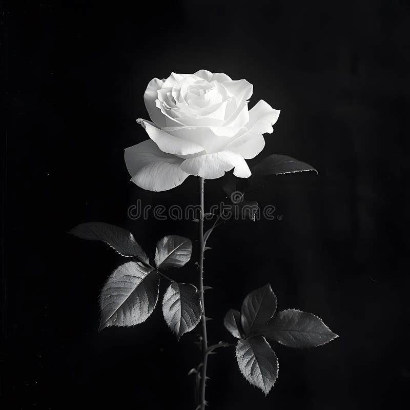 High Contrast Single Light Source White Rose Stock Illustration ...