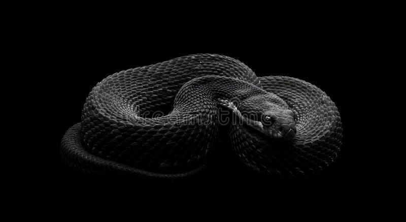 High-Contrast Snake Illustration, Coiled Pose with Sharp Lighting and ...