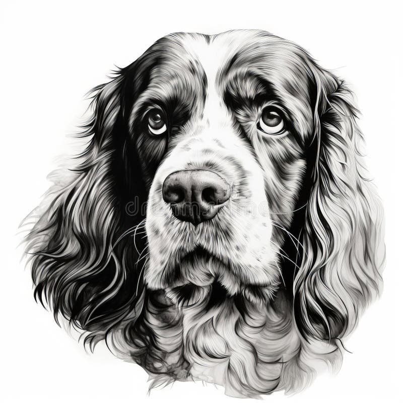 High Contrast Stencil Art Clumber Spaniel Design Tutorial Stock ...