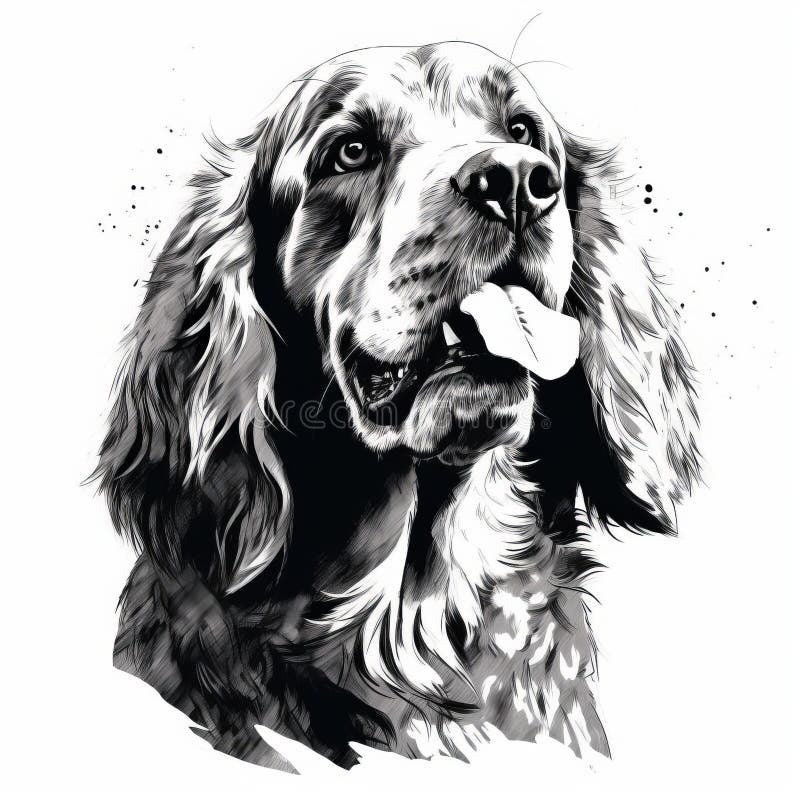 High Contrast Stencil Art Clumber Spaniel Design Tutorial Stock ...