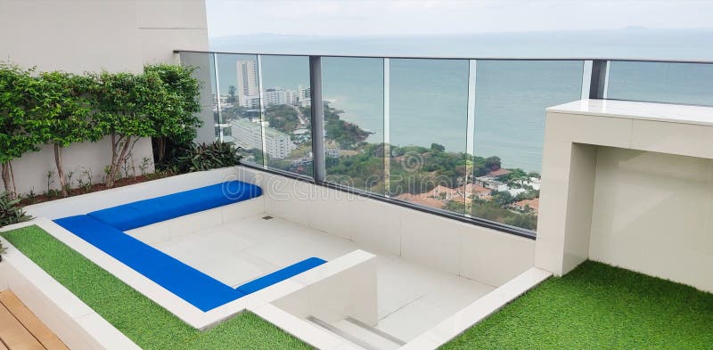 High Corner Balcony and Sea View Stock Photo - Image of point, minimal ...