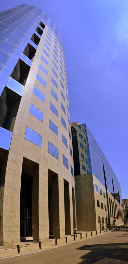 High Corporate Glass Building Stock Image - Image of city, district ...