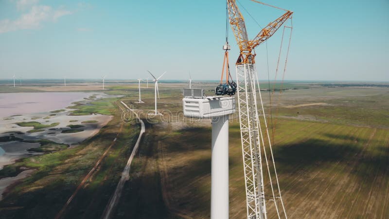 High Crane Installs Large Electric Rotor into Generator Stock Footage ...