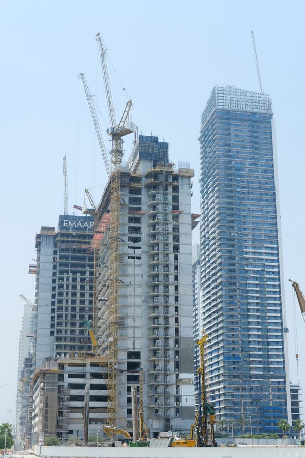 Soaring Towers Amidst Dubai S Construction Boom. Dubai, UAE - August 15 ...