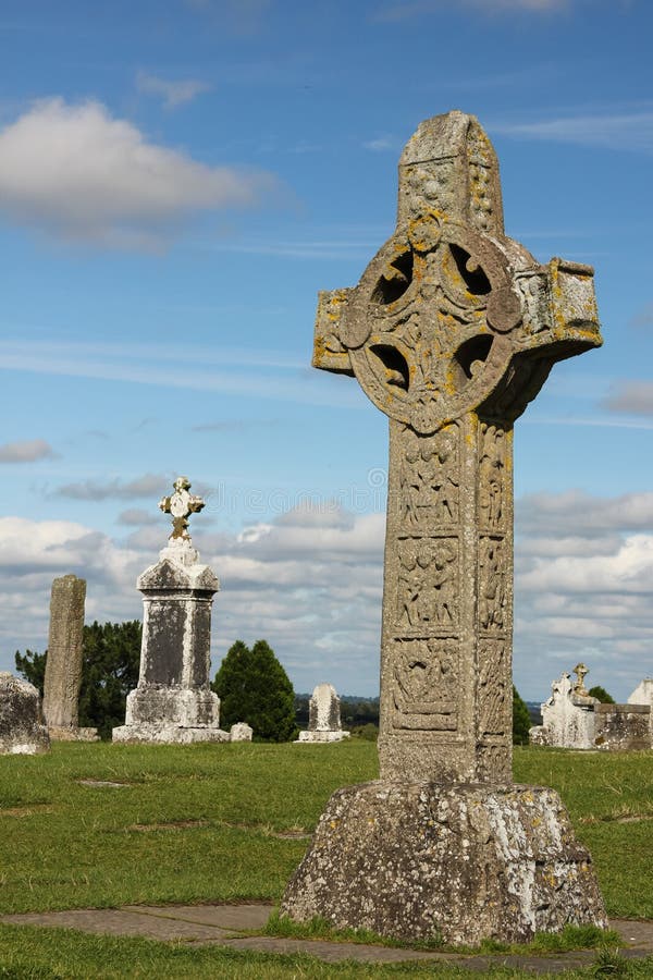 High Cross of the Scriptures. Clonmacnoise. Ireland Stock Photo - Image ...