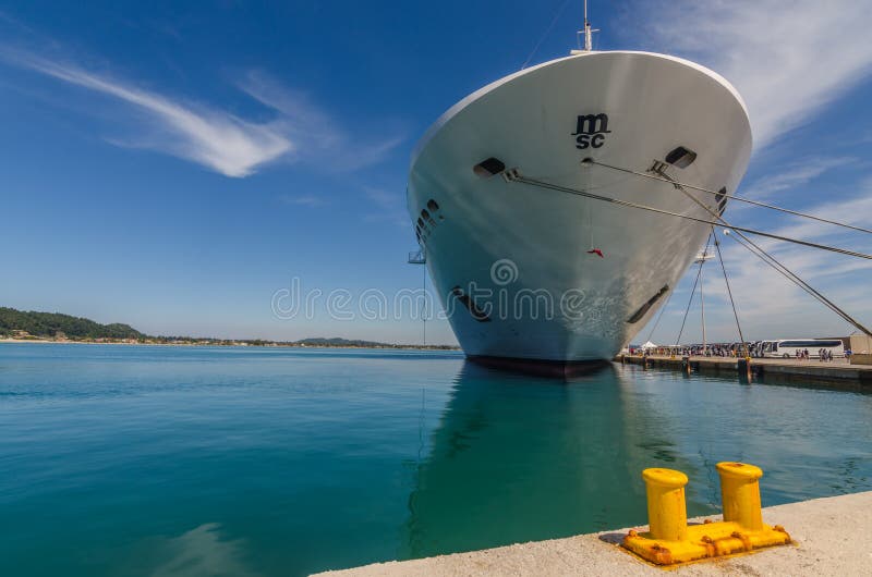 High Cruise Ship in Harbor and Sky Editorial Stock Image - Image of ...