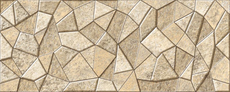 Rustic Beige Rock Stone Elevation Tile Design, Embossed Punch Effect ...