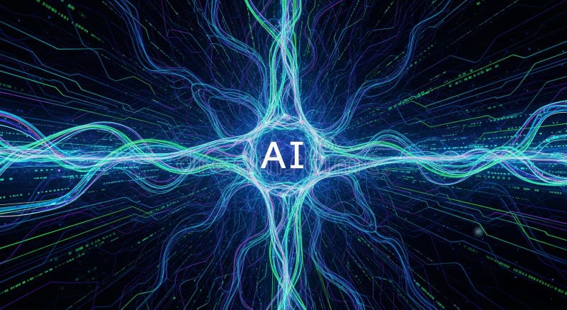 AI Neural Network: Digital Intelligence Grid Stock Photo - Image of ...