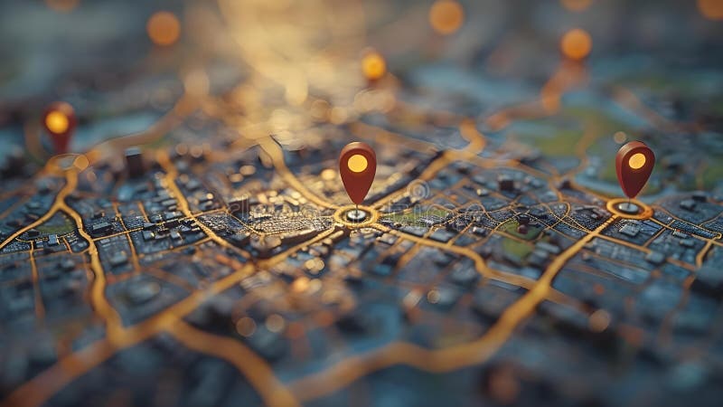 High-definition Animated GPS Tracking Map with Dynamic Markers. Concept ...