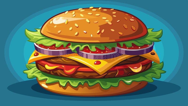 High Definition Capture of a Gourmet Burger, Layers Visible, Melting ...