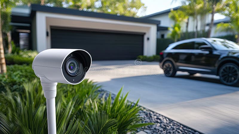 High-definition CCTV Camera Captures a Luxury Car and Contemporary Home ...