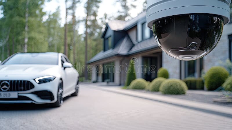 High-definition CCTV Camera Captures a Luxury Car and Contemporary Home ...